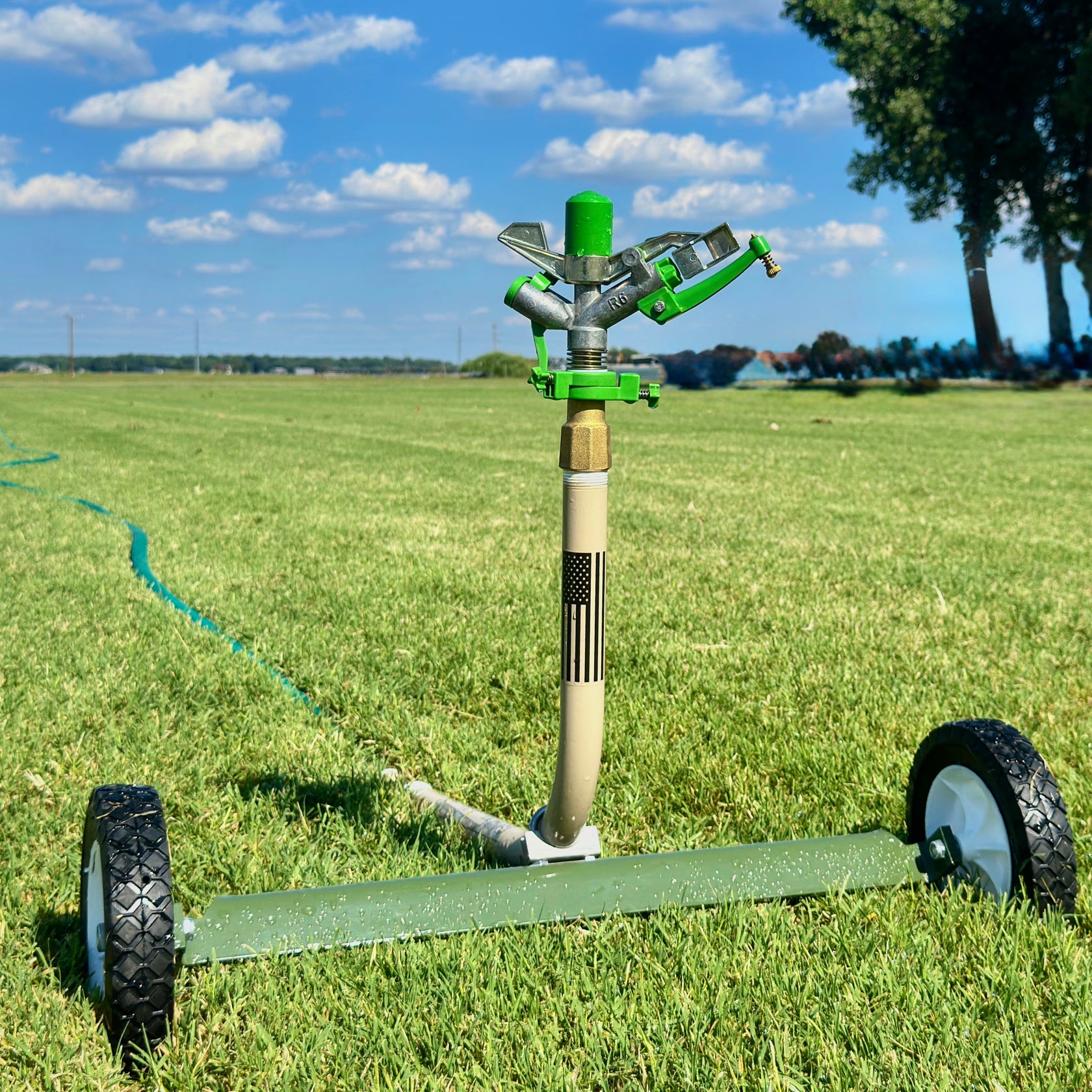 1000F 1-Inch Military Theme Wheeled Sprinkler Cart for Sale | Big Sprinkler